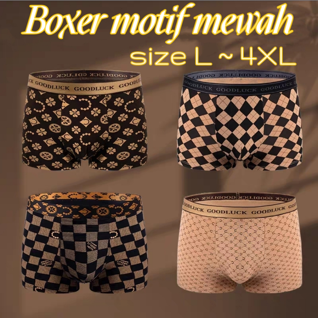 Jual (1pcs&4pcs) Terbaru Boxer Pria Motif Mewah, Celana Dalam Laki Laki ...