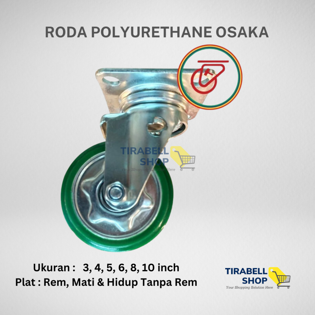Jual Roda Osaka PU/Polyurethane 4 inch Plat Hidup Only | Shopee Indonesia