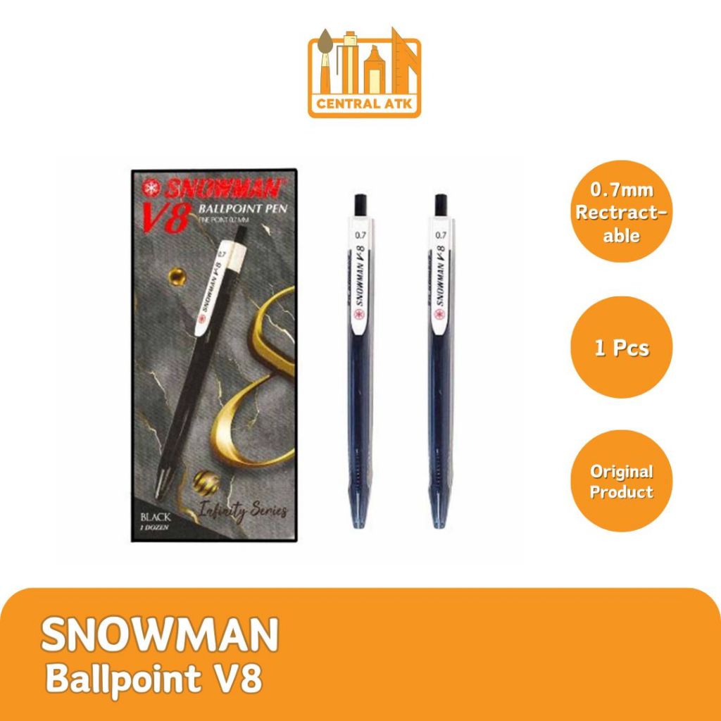 Jual PULPEN / BOLPEN SNOWMAN V8 0.7 MM (1PCS) | Shopee Indonesia
