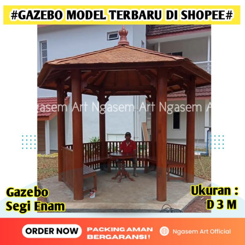 Jual GAZEBO SEGI ENAM BANGKU | GASEBO SEGI 6 DIAMETER 3 M | Shopee ...