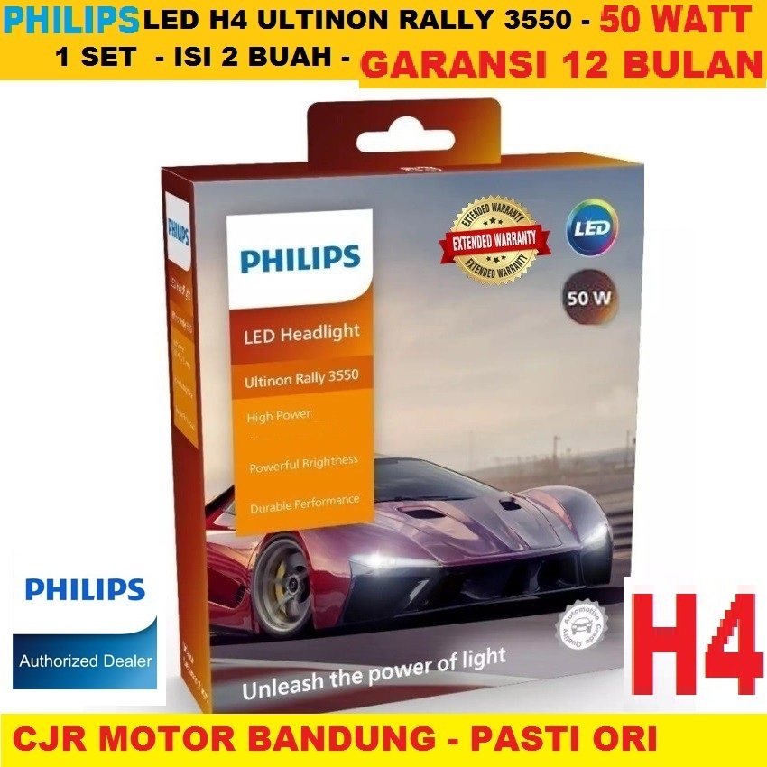 Jual LAMPU LED H4 PUTIH 50W 12V 24V PHILIPS ULTINON RALLY LAMPU ...