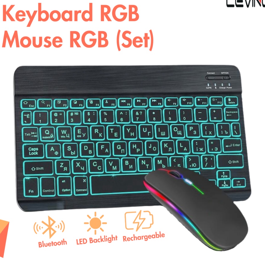 Jual HOT SALE RGB Wireless Keyboard Bluetooth 1 inch For Tablet iPad ...
