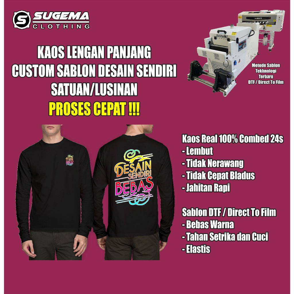 Jual Kaos Custom Sablon Lengan Panjang / Long Sleeve Satuan / Lusinan ... Jual Kaos Custom Sablon Lengan Panjang / Long Sleeve Satuan / Lusinan ...