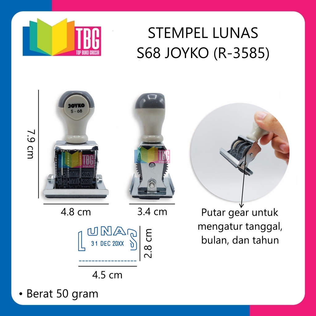 Jual 1 PCS STEMPEL LUNAS S68 JOYKO DATE STAMP TANGGAL (R-3585) | Shopee ...