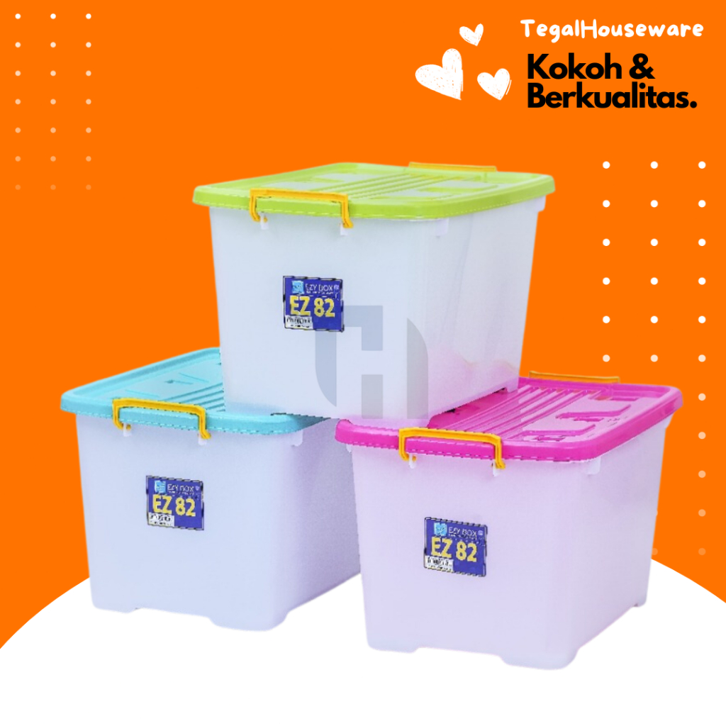 Jual EZY STORAGE 82 LITER CONTAINER BOX + 4 RODA KONTAINER BOX TEMPAT ...