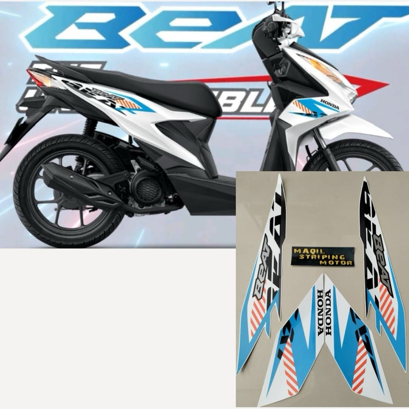 Jual striping original Honda Beat fi cw tahun 2024 putih biru dan biru ...