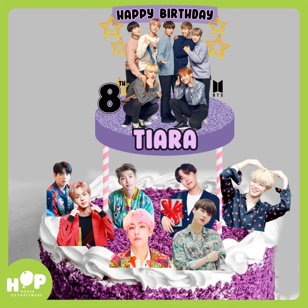 Jual Topper Cake BTS Bangtan + Custom Nama/ Hiasan Kue Ulang Tahun ...