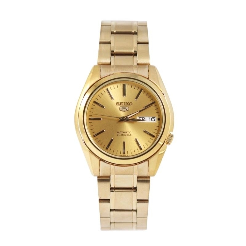 Jual Jam Tangan Pria SEIKO 5 SNKL48K1 Automatic Gold Dial Gold ...