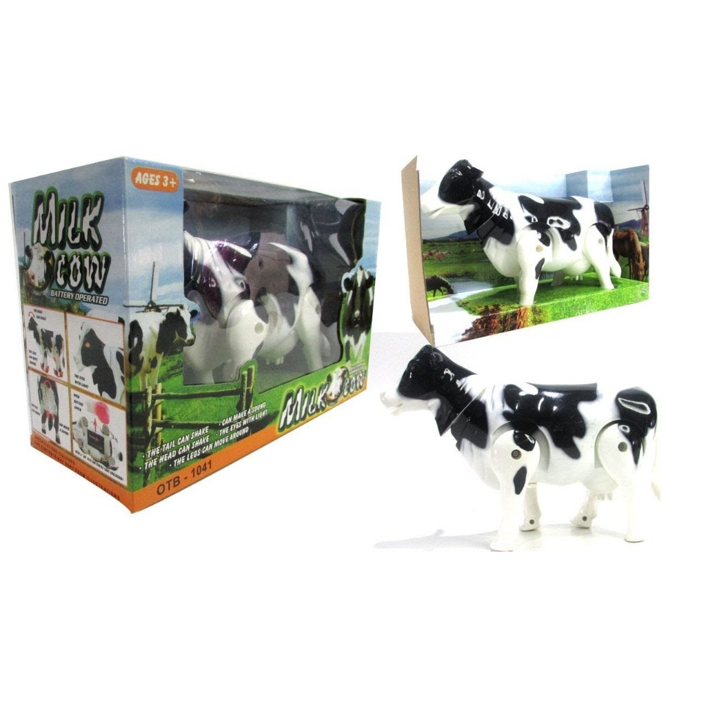 Jual Mainan Anak Binatang Sapi Baterai Berjalan Milk Cow Robot Sapi ...