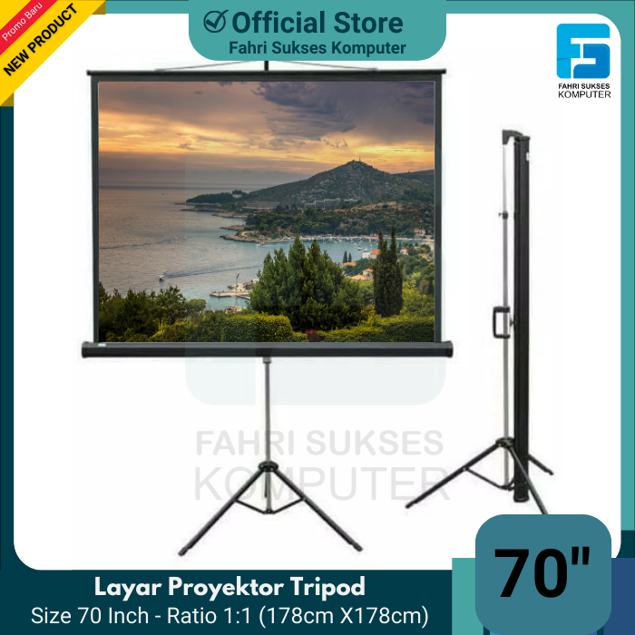 Jual Tripod Screen Projector 70 inch - Layar Proyektor Tripod Rasio 1:1 ...