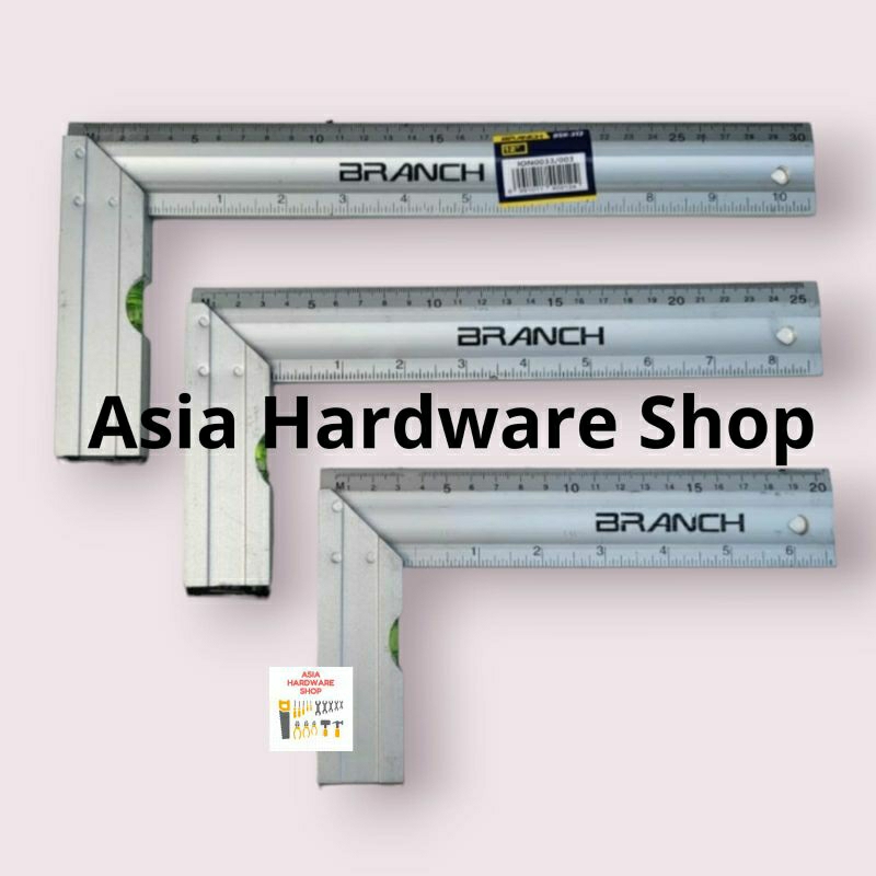Jual BRANCH Siku Meter Siku Tukang Aluminium Penggaris Siku 8" 10" 12 ...
