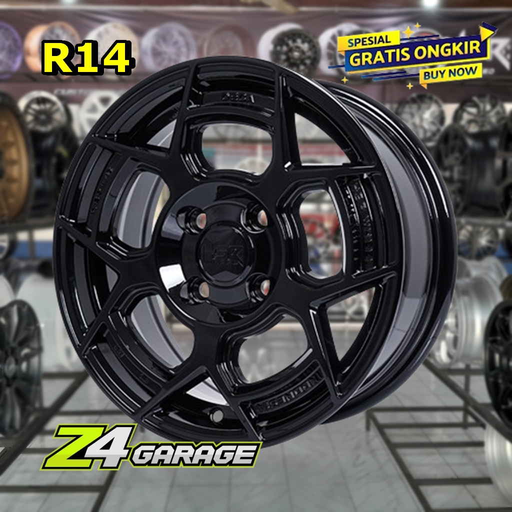 Jual Velg mobil AIR-EV ring 14 HSR DESING DECA R14 4X100 ET36 GLOSSY BLACK | Shopee Indonesia