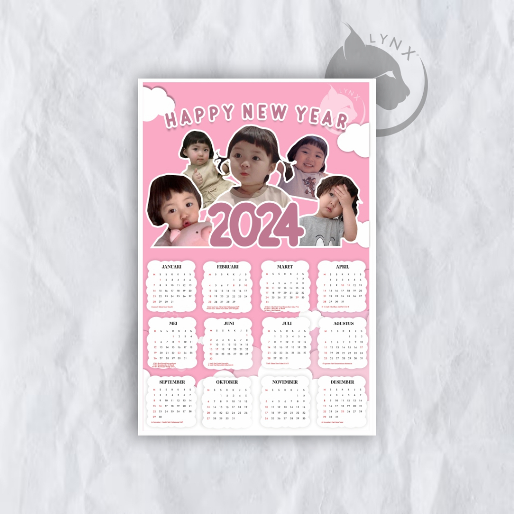 Jual Kalender Custom Poster 2024 / Custom Calendar / Kalender Foto Nama ...