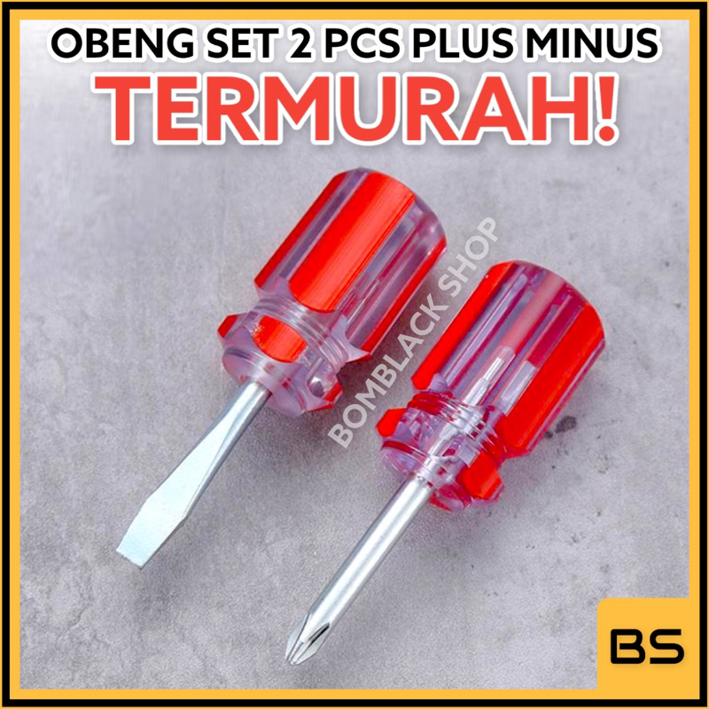 Jual Obeng Kecil Set 2 pcs Mini Pendek Bogel Cebol Plus Minus Bolak ...