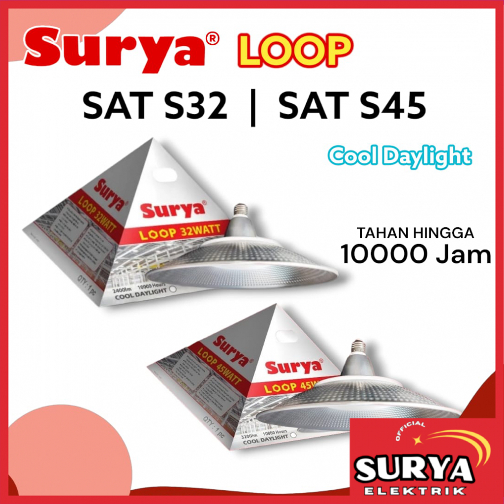 Jual Lampu LED Lowbay SURYA LOOP 32 / 45 Watt Gantung Gudang / Pabrik ...