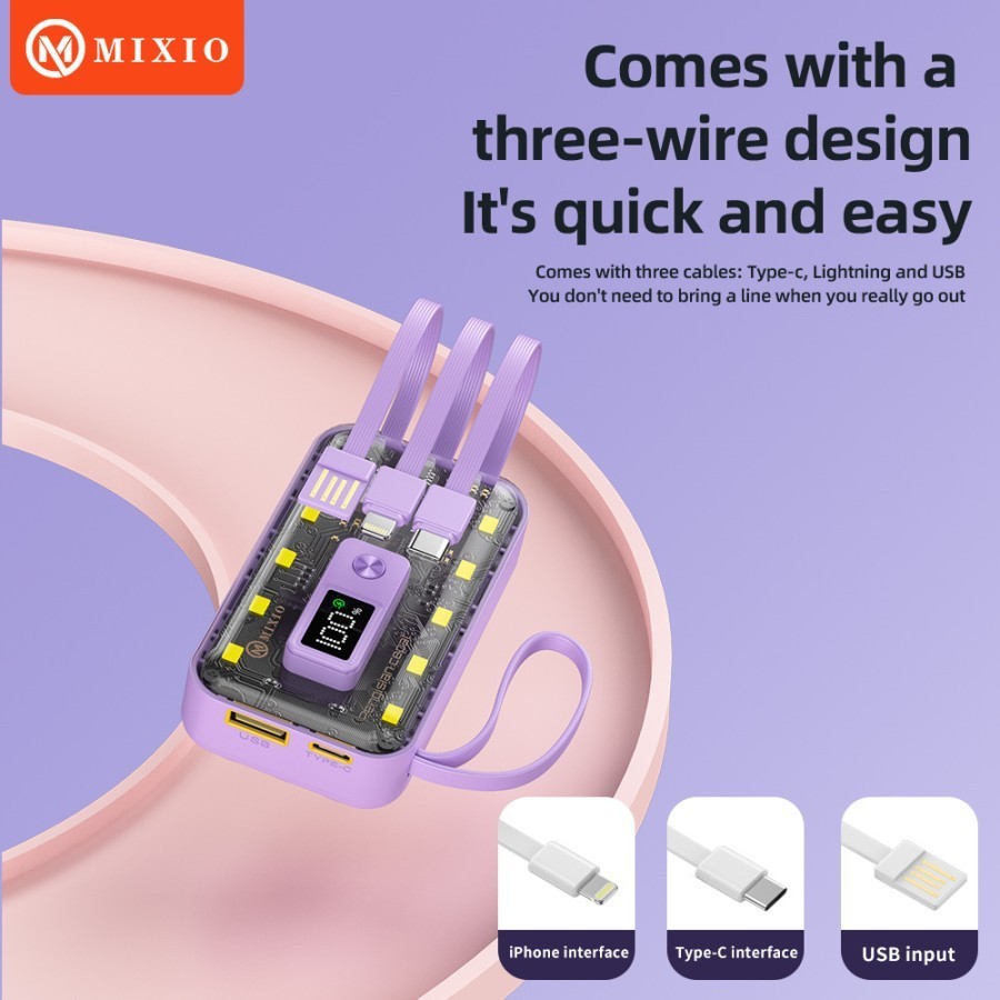 Jual MIXIO MP-02 10000mAh 22.5W Powerbank With Kabel Fast Charging PD ...