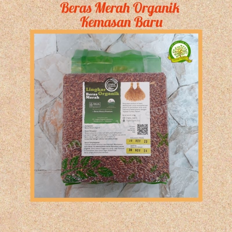 Jual Beras Merah Organik 1 kg - Lingkar Organik | Shopee Indonesia