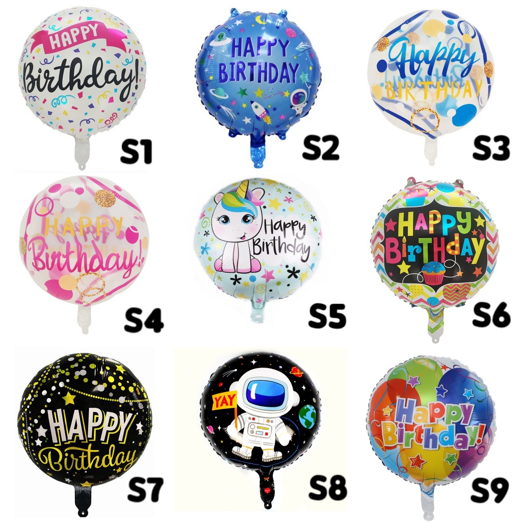 Jual Balon Foil Bulat Happy Birthday 45 cm / Balon Bulat Happy Birthday ...