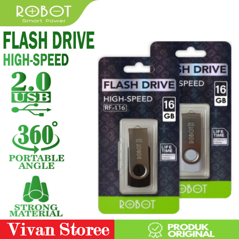 Jual ROBOT RF116 Flashdisk 16GB USB 2.0 Rotatable U-Disks with Package ...