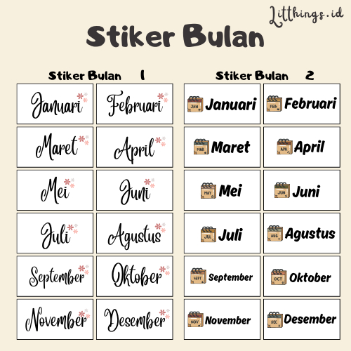 Jual Stiker Nama Bulan | Kertas Stiker | Shopee Indonesia