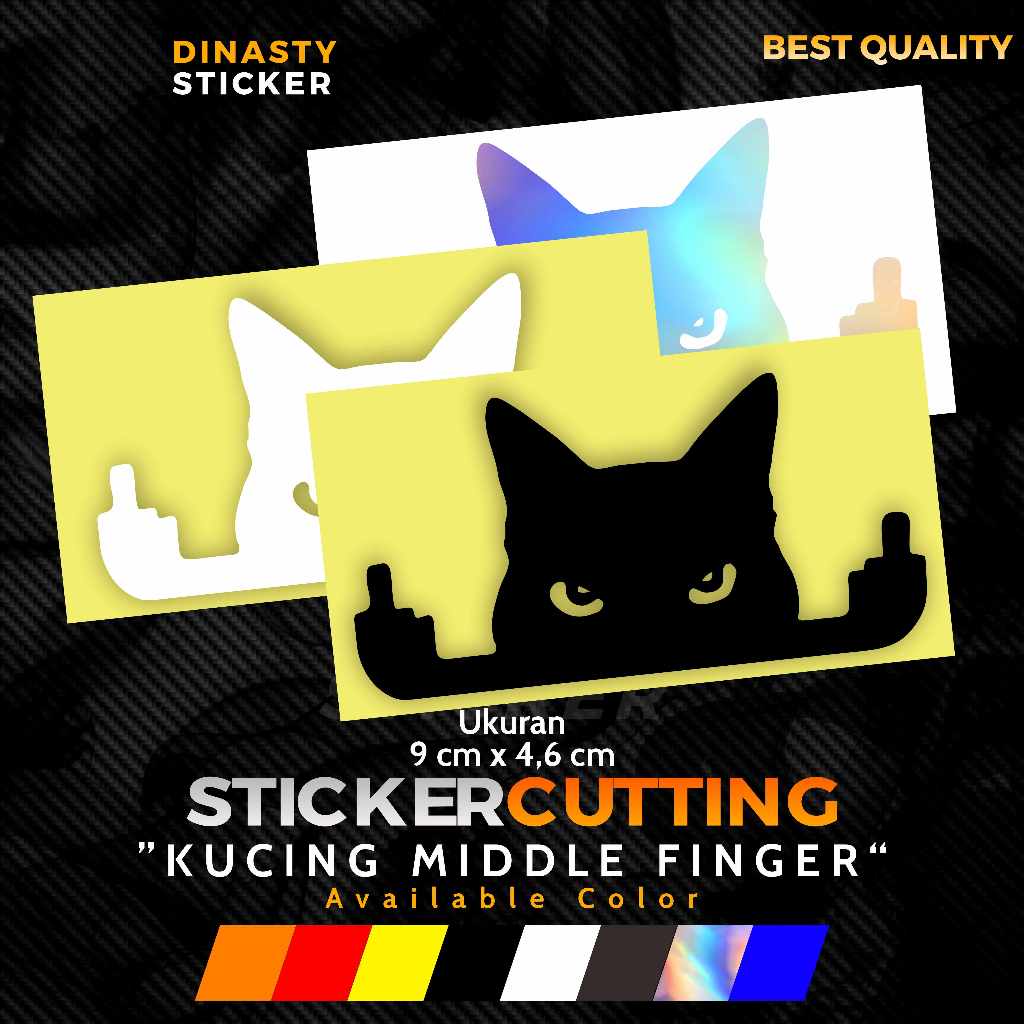 Jual STICKER STIKER CUTTING KUCING JARI TENGAH MEOW CAT MIDDLE FINGER ...