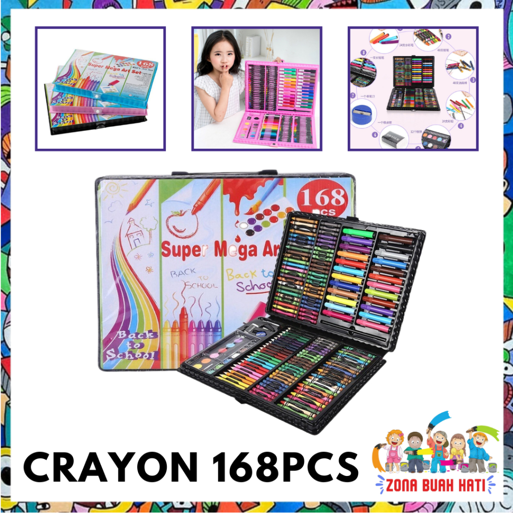 Jual ZBH Drawing Set 168Pcs Oil Pastel Crayon 168 IN 1 Set Krayon ...