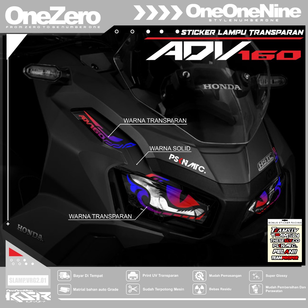 Jual STIKER LAMPU ADV 160/ STICKER TRANSPARAN VARIASI LAMPU ONEONENINE ...