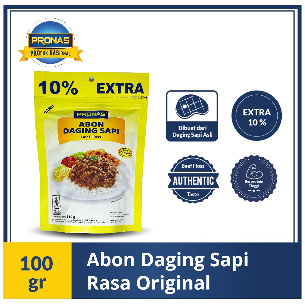 Jual Pronas Abon Daging Sapi 100 g dengan kemasan Ziplock | Shopee ...