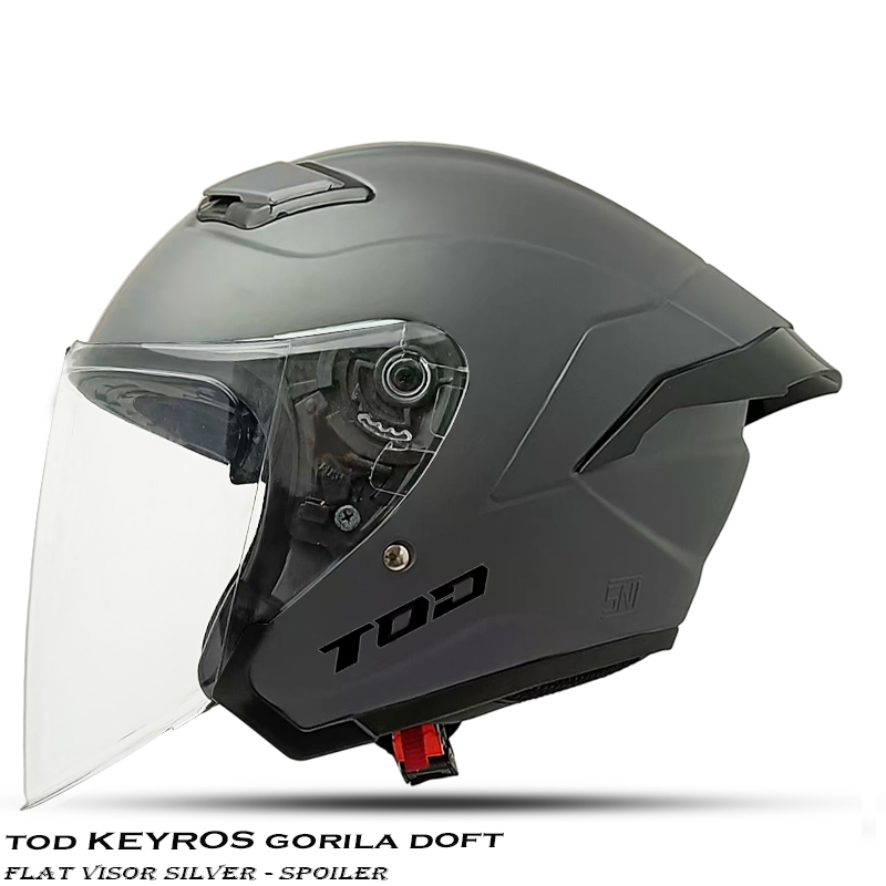Jual HELM DEWASA HALF FACE SPOILER TOD KYROS GREY GLOSS PAKET GANTENG ...