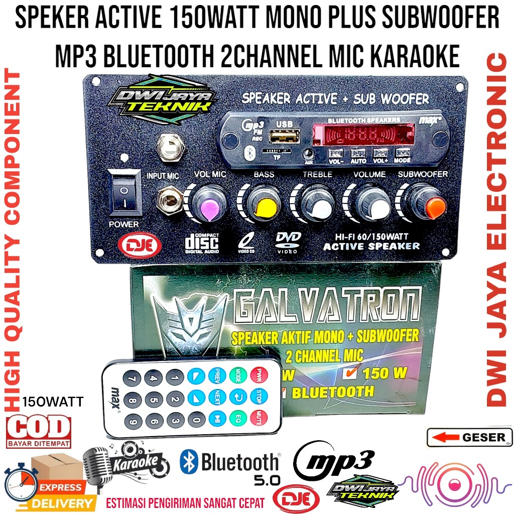Jual Kit Power Speker Aktif Galvatron 150Watt Subwoofer Mic Plus Mp3 Bluetooth | Shopee Indonesia
