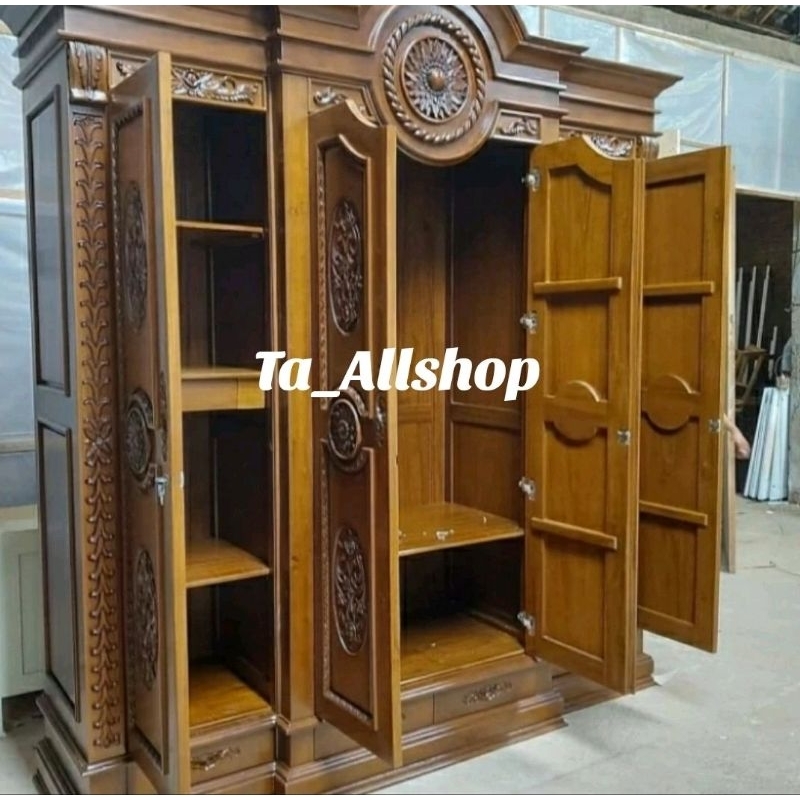 Jual Almari Pakaian/Almari Kayu Jati/lemari Ukiran | Shopee Indonesia