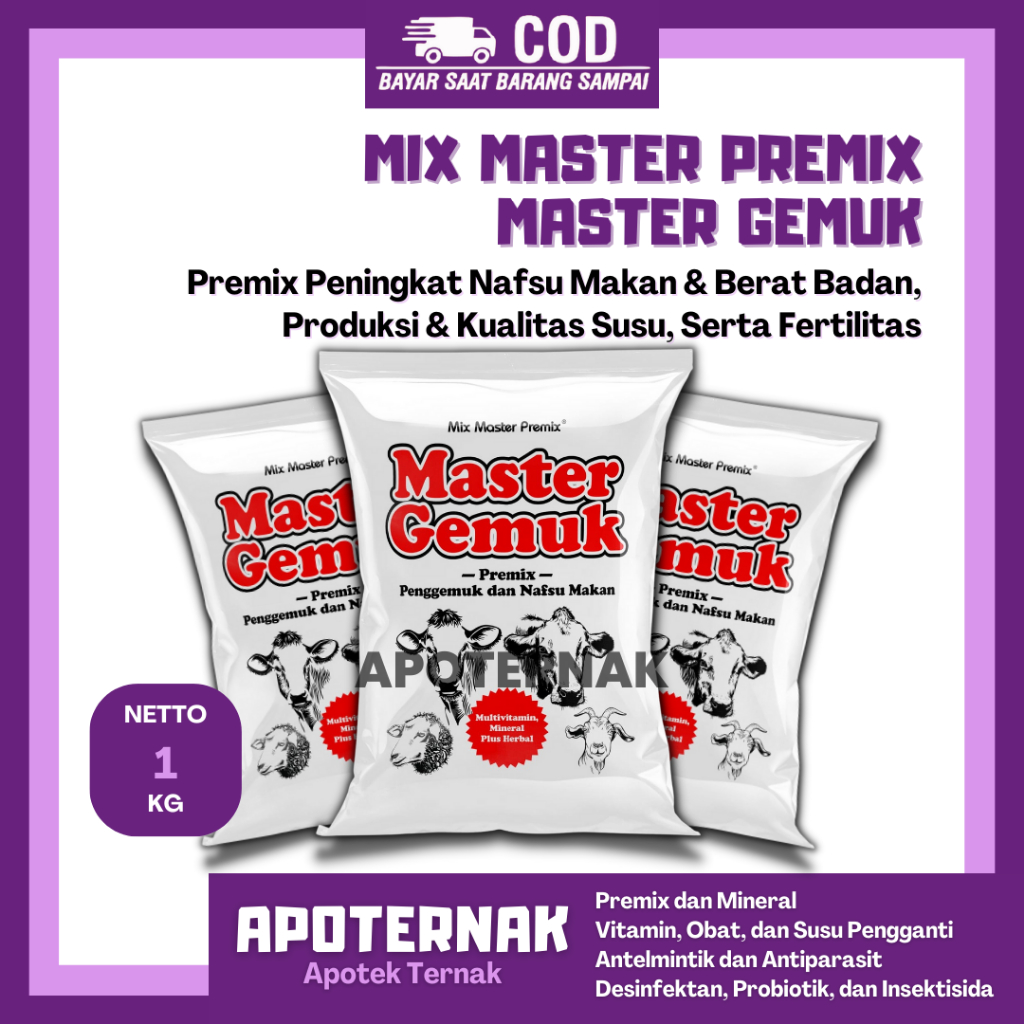 Jual MASTER GEMUK 1 Kg | Premix Sapi Penggemuk Peningkat Nafsu Makan ...