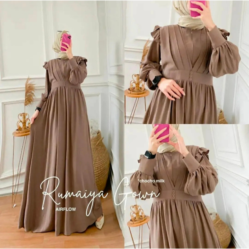Jual gamis crinkle terbaru 2024//rumaiya dress crinkle//gamis crinkle ...