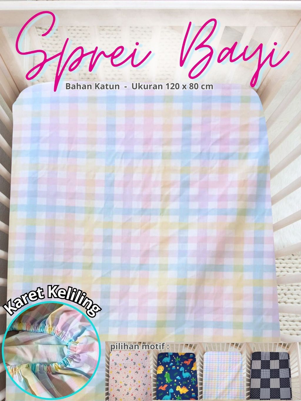 Jual SPREI kasur BAYI Ukuran 120 x 80 cm SARUNG BANTAL GULING Baby Bed ...