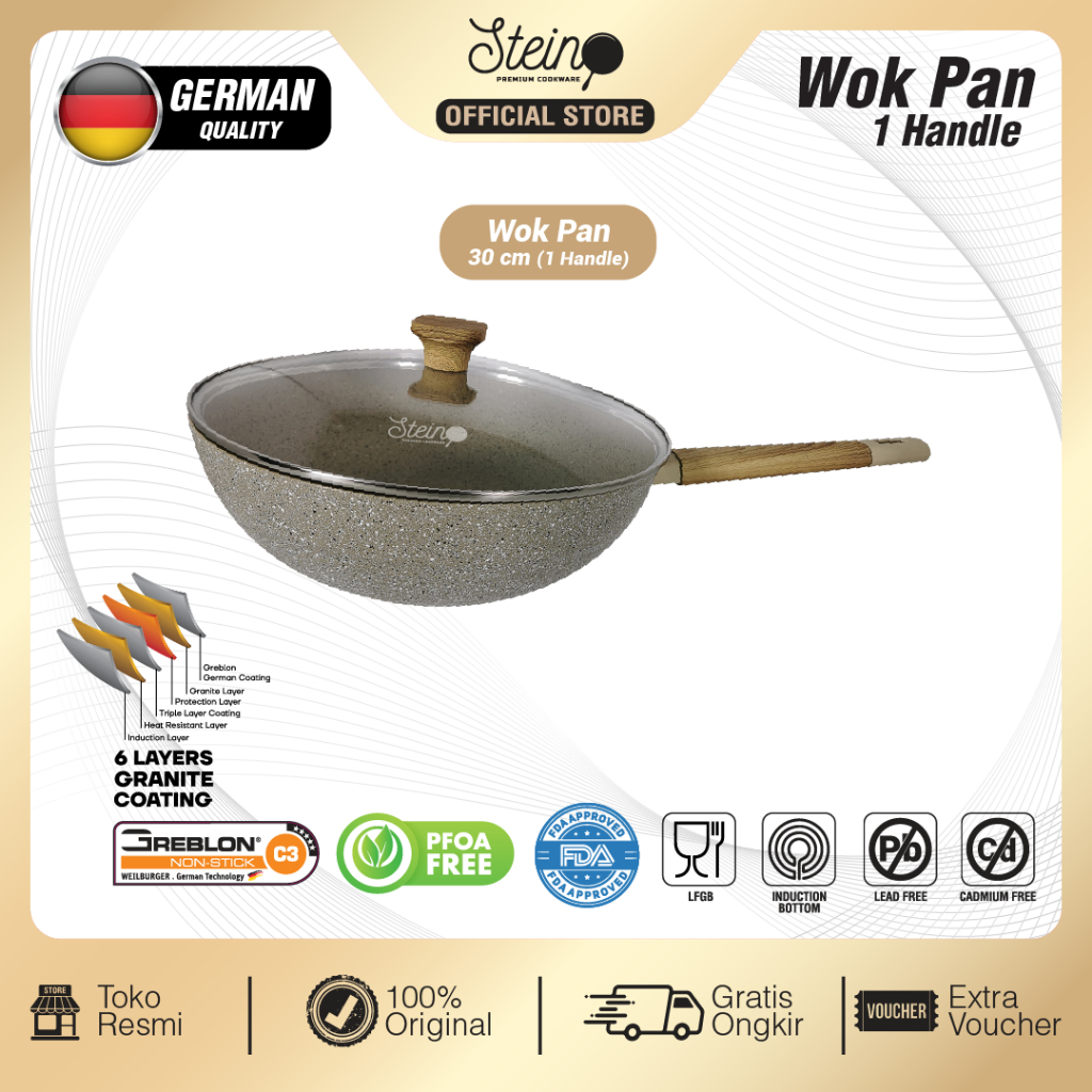 Jual STEIN Onyx Wok Pan Panci GERMAN ANTI-LENGKET (6 Layer Granite ...
