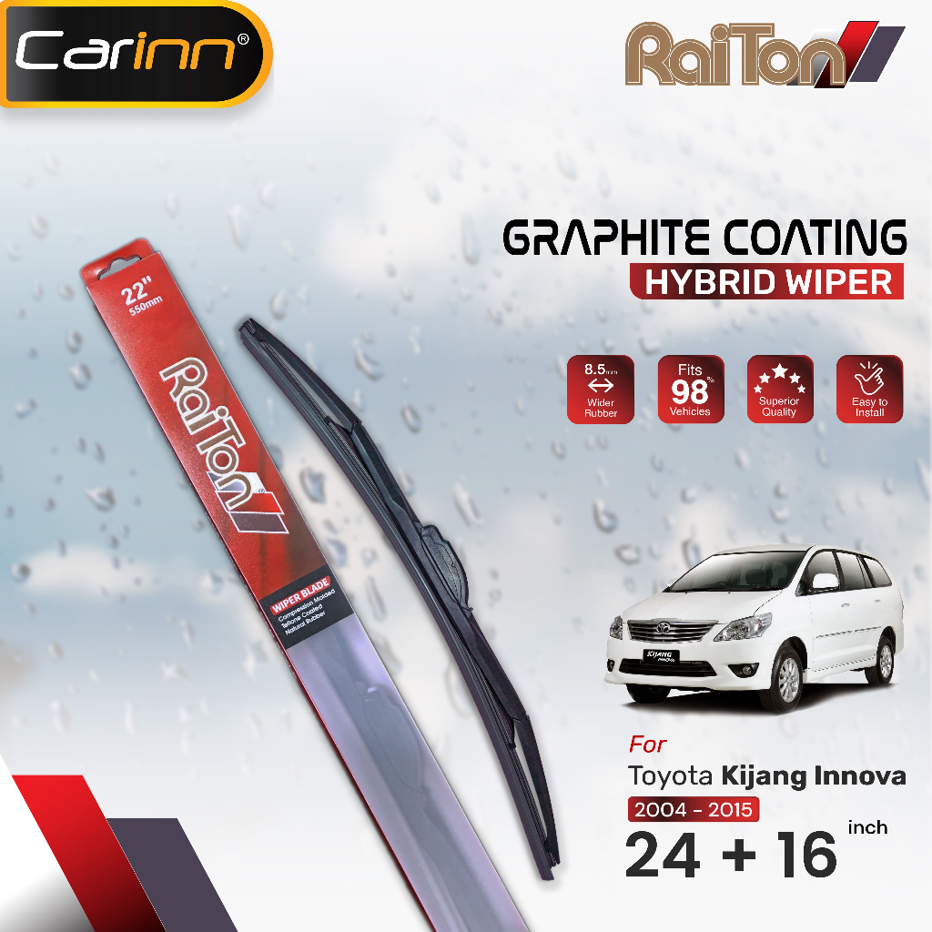 Jual Raiton Wiper Coating Hybrid Sepasang For Toyota Kijang Innova 2004 ...