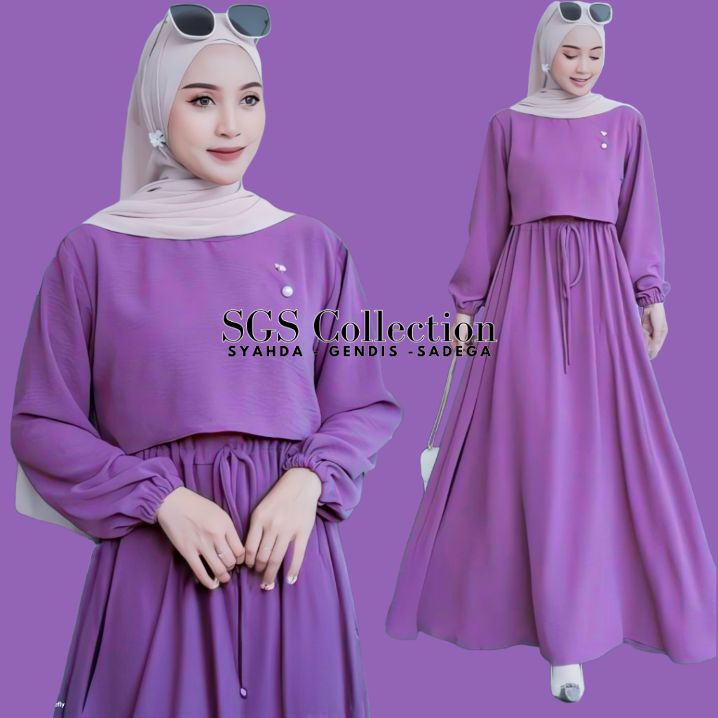 Jual gamis terbaru 2024 NAFISA Maxy SET2in1 Inner+outer Crop Gamis ...