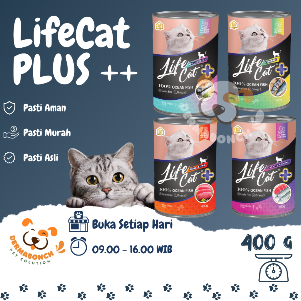 Jual Makanan kucing lifecat + life cat plus kaleng 400 g 400g 400gr 400 ...