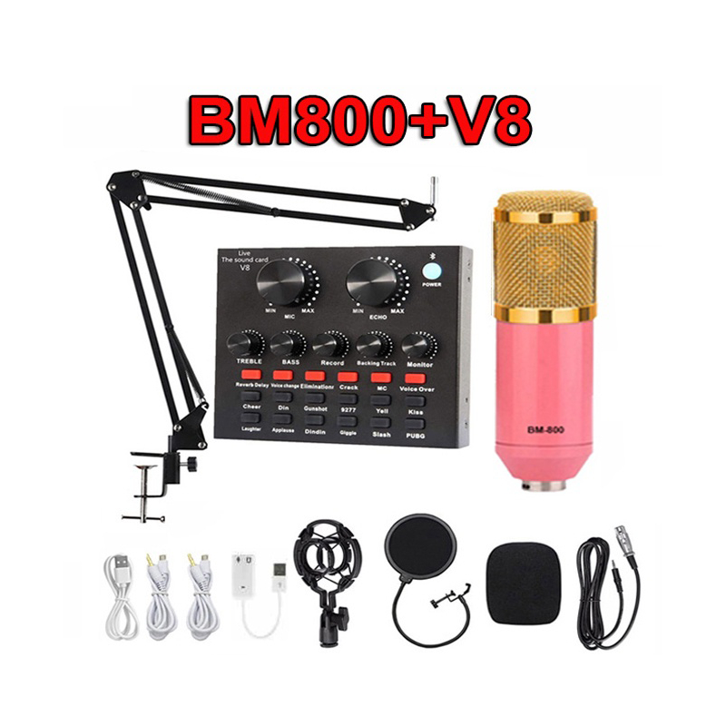Jual Popcorn BM800 With V8 Soundcard Condenser Microphone Profesional Audio Kartu Suara Set ...
