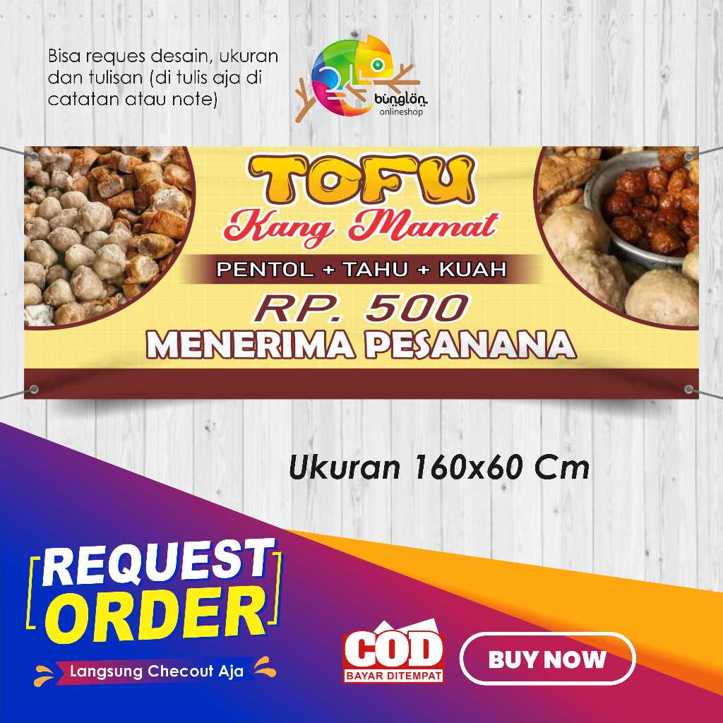 Jual Spanduk 160x60 Banner Pentol Tahu Siomay Custom Desain | Shopee ...