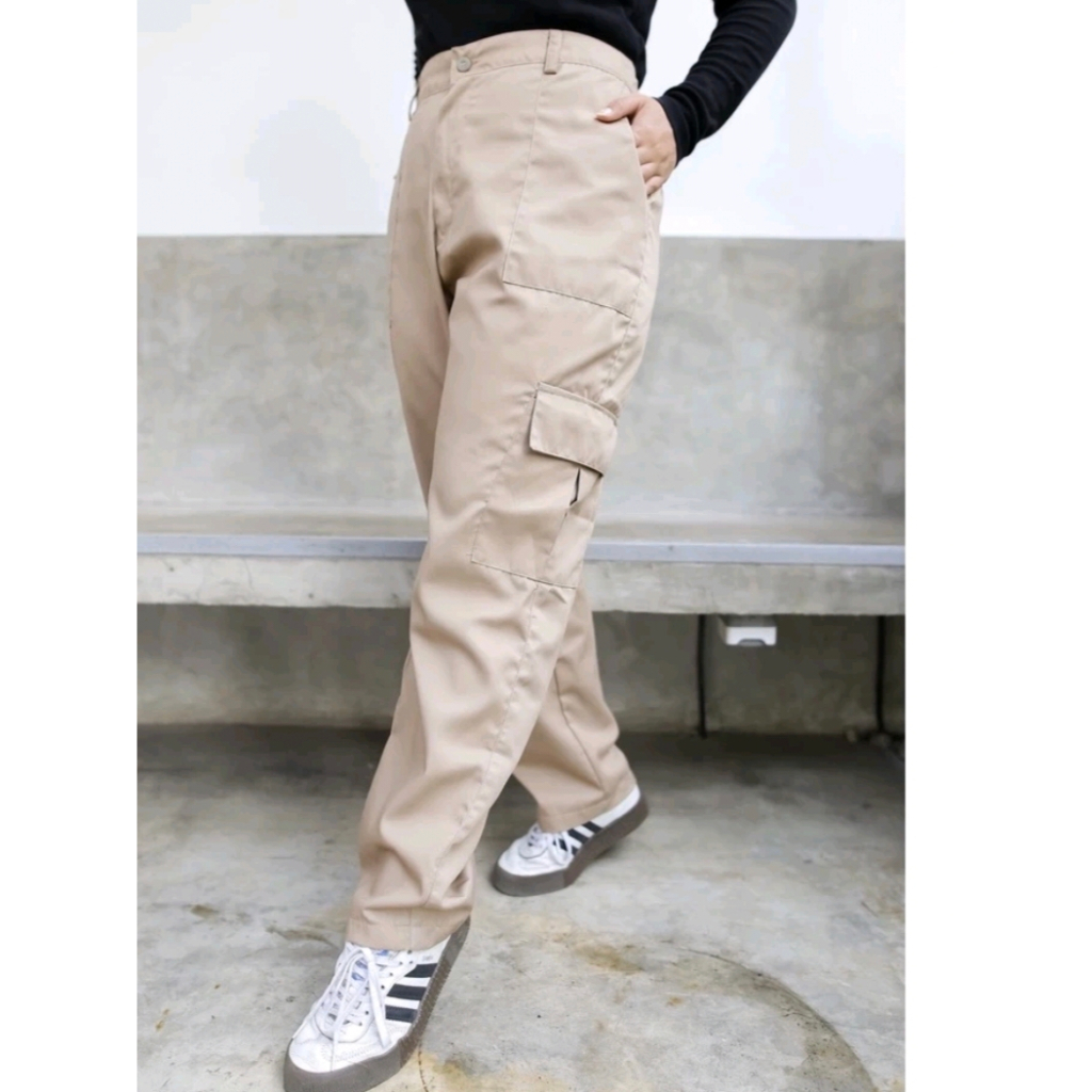 Jual Kiya Cargo Pants Wanita Highwaist Premium Loose Korean Style Jumbo - Celana Kargo Wanita ...