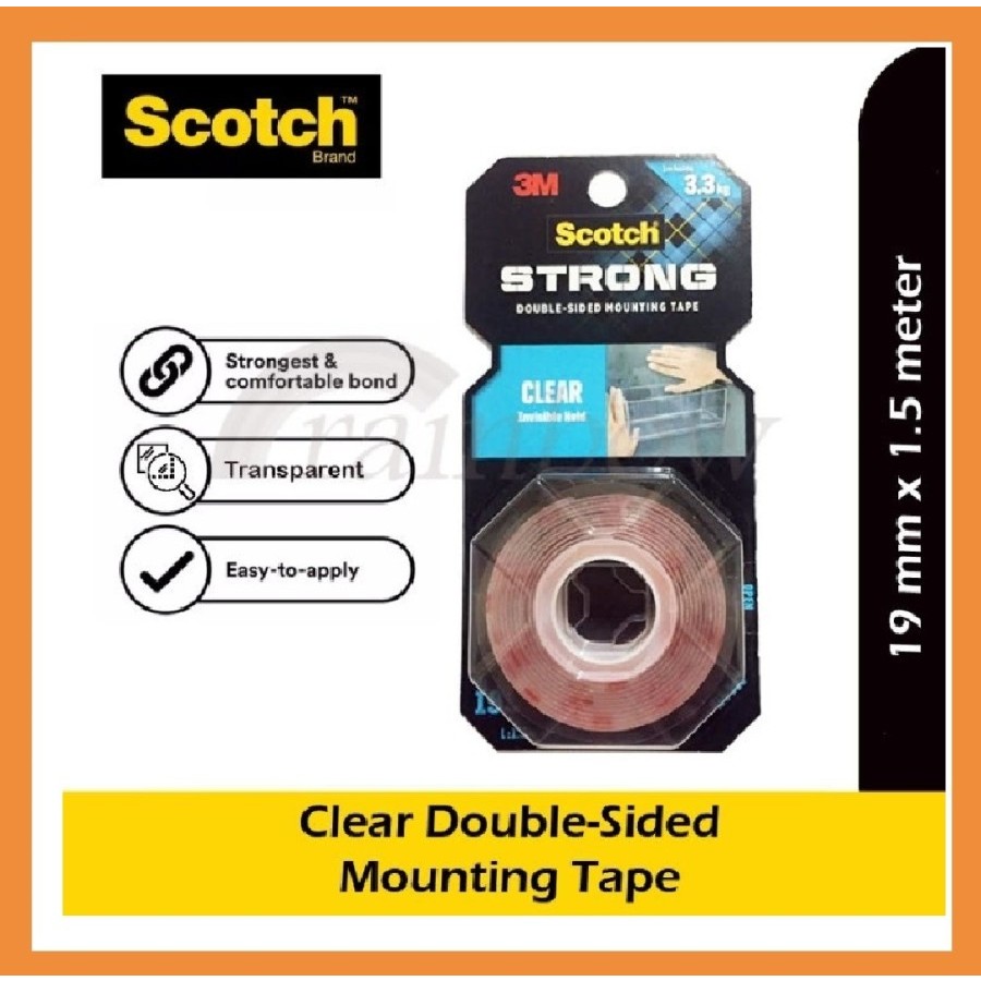 Jual Double Tape 3M Scotch Clear Double Sided 410S19 3,3KG Permanent Mounting Transparan 4010C 4 ...