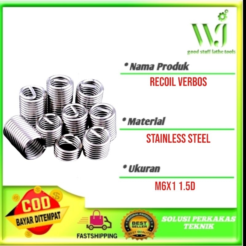 Jual Recoil baut cvt M6×1 1.5D helicoil verbos baut kunci 10 repair drat slek | Shopee Indonesia