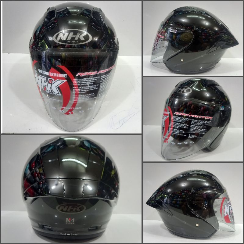 Jual HELM HALF FACE NHK N1 MAX SOLID SINGEL VISOR HITAM GLOS | Shopee ...