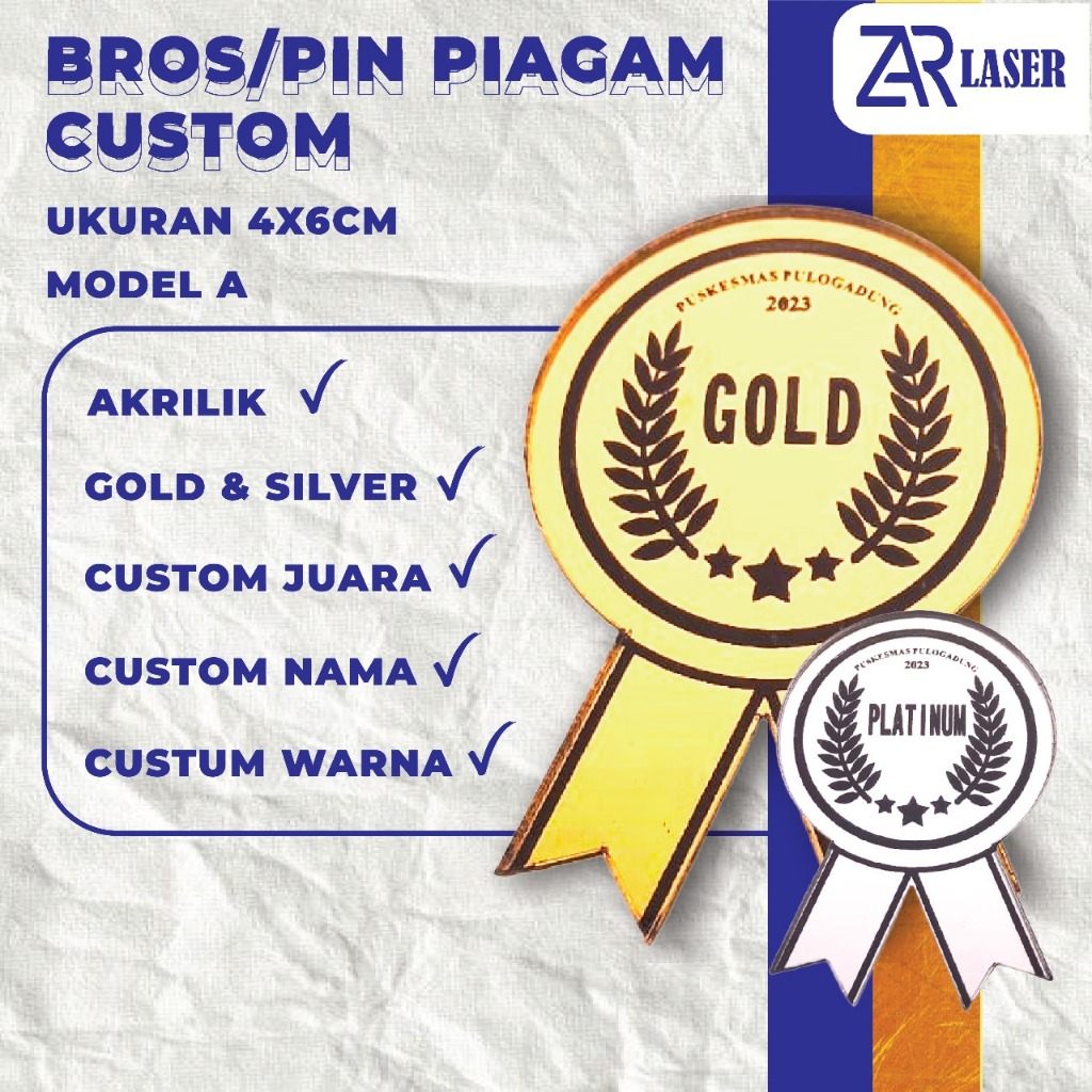 Jual Bros / Pin Piagam Penghargaan Custom Akrilik | Shopee Indonesia