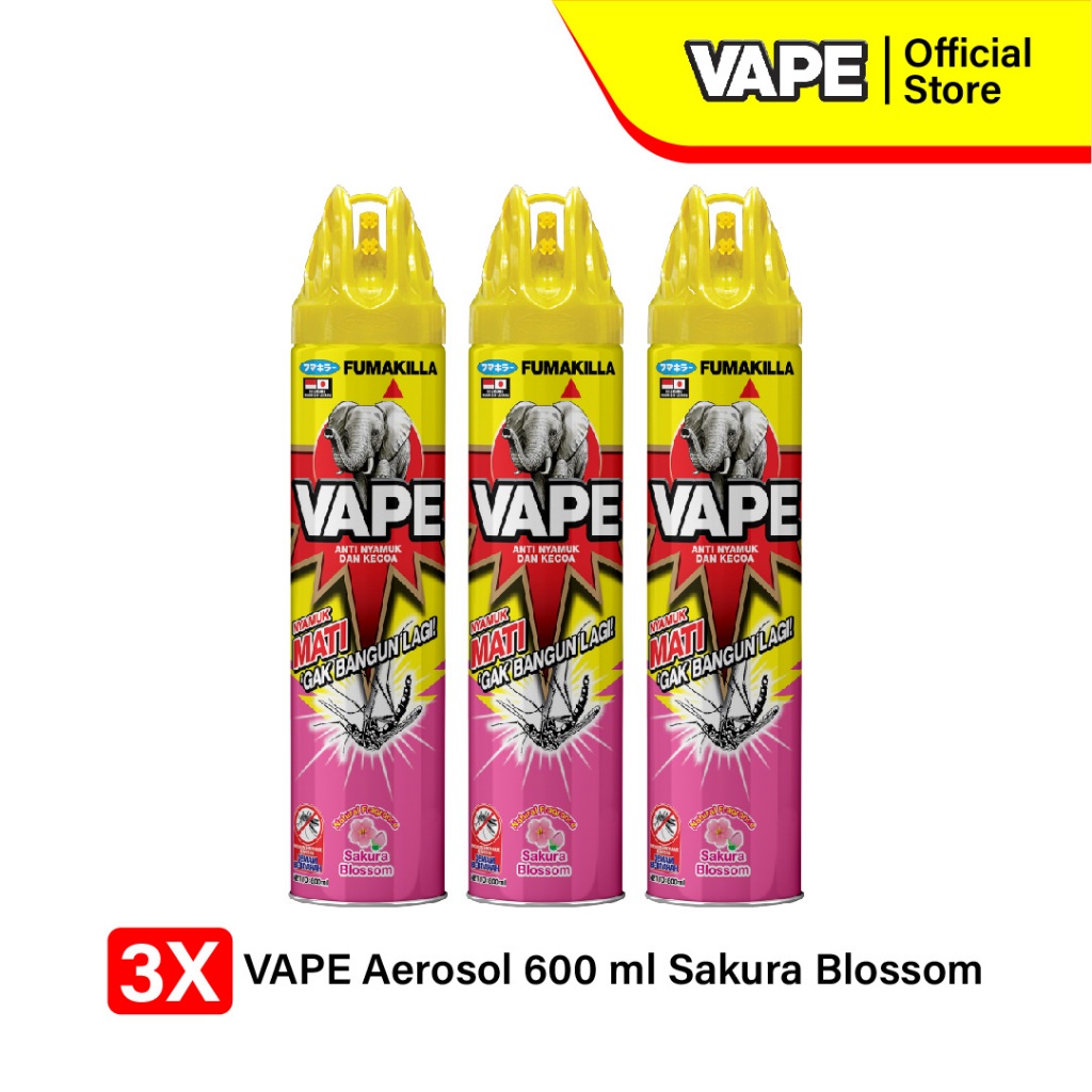 Jual Fumakilla Vape Aerosol Obat Nyamuk dan Kecoa Sakura 600ml (ISI 3 ...