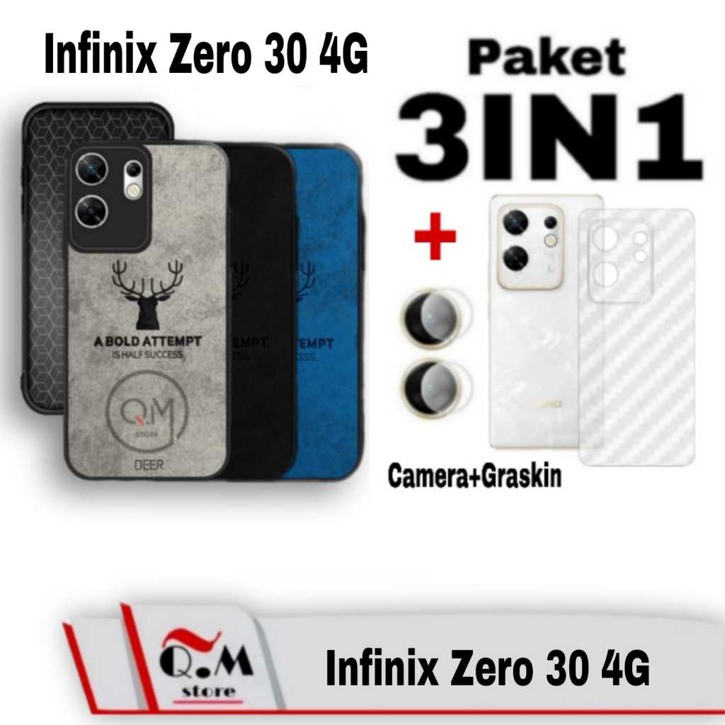 Jual Paket 3in1 Case Infinix Zero 30 4G Softcase Deer Bonus Skin Carbon ...