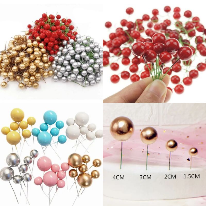 Jual Topper Kue Bentuk Bola Berry Merah Untuk Dekorasi Natal Cake ...