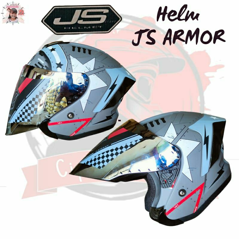 Jual HELM JS ARMOR YAKUZA HALF FACE MOTIF REDBULL LEOPART SNI PREMIUM ...