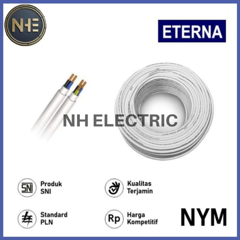 Jual Kabel Eterna Nym Kawat Tembaga 3x2,5mm² Putih SNI (Panjang 30,31 ...
